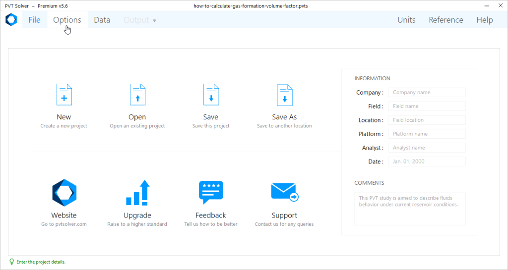 Calculate Gas Formation Volume Factor · PVT Solver: Help