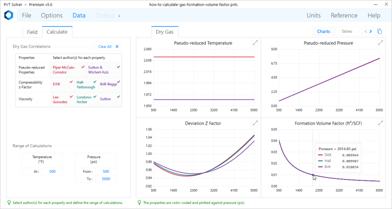 Calculate Gas Formation Volume Factor · PVT Solver: Help